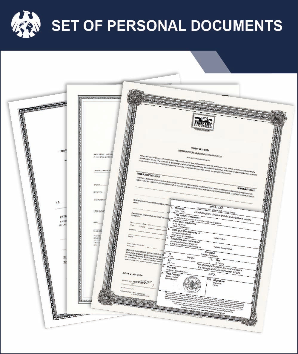 Set of Personal Documents – 12 Apostille