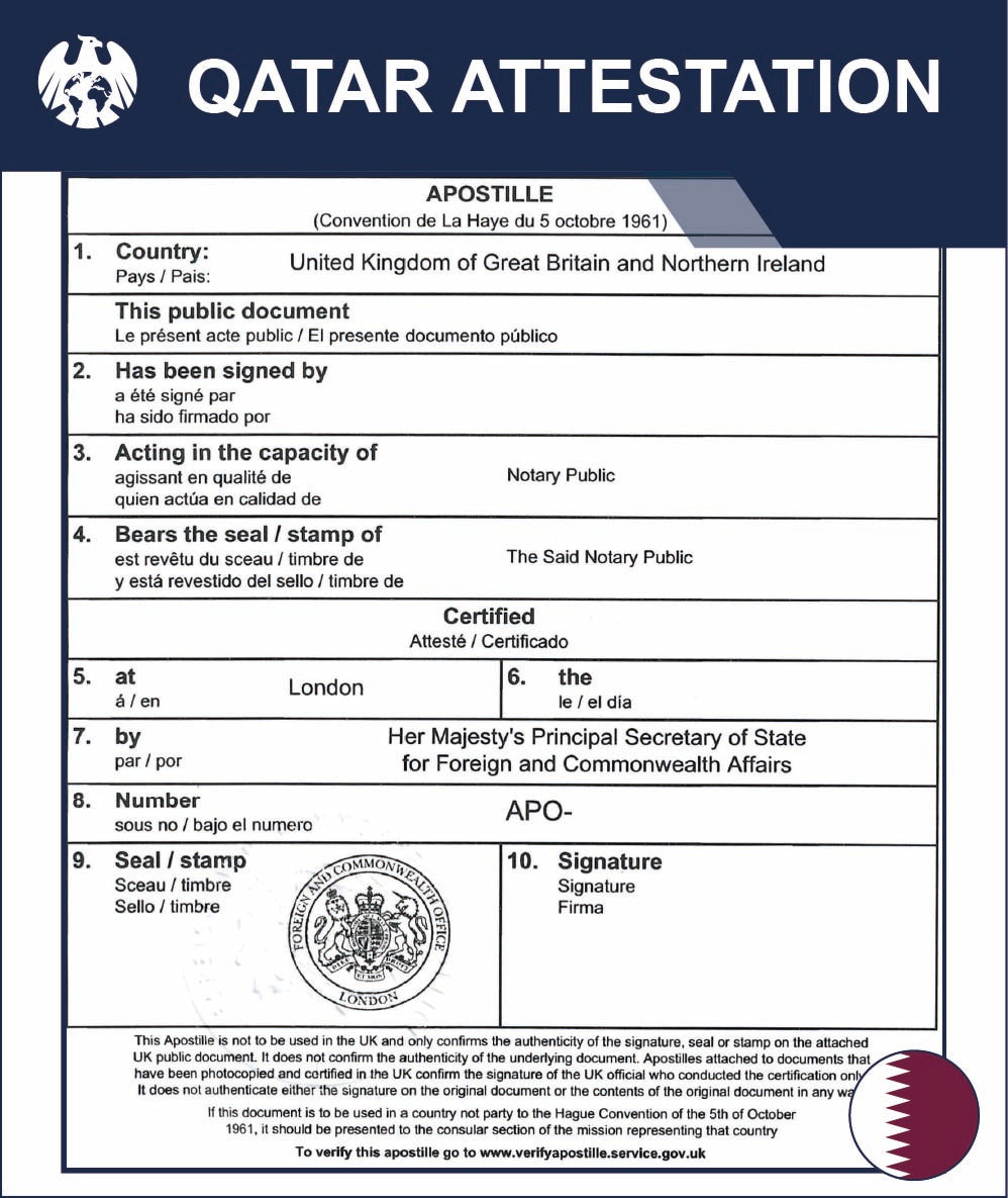 Qatar Attestation Service | UK Document Legalisation – 12 Apostille